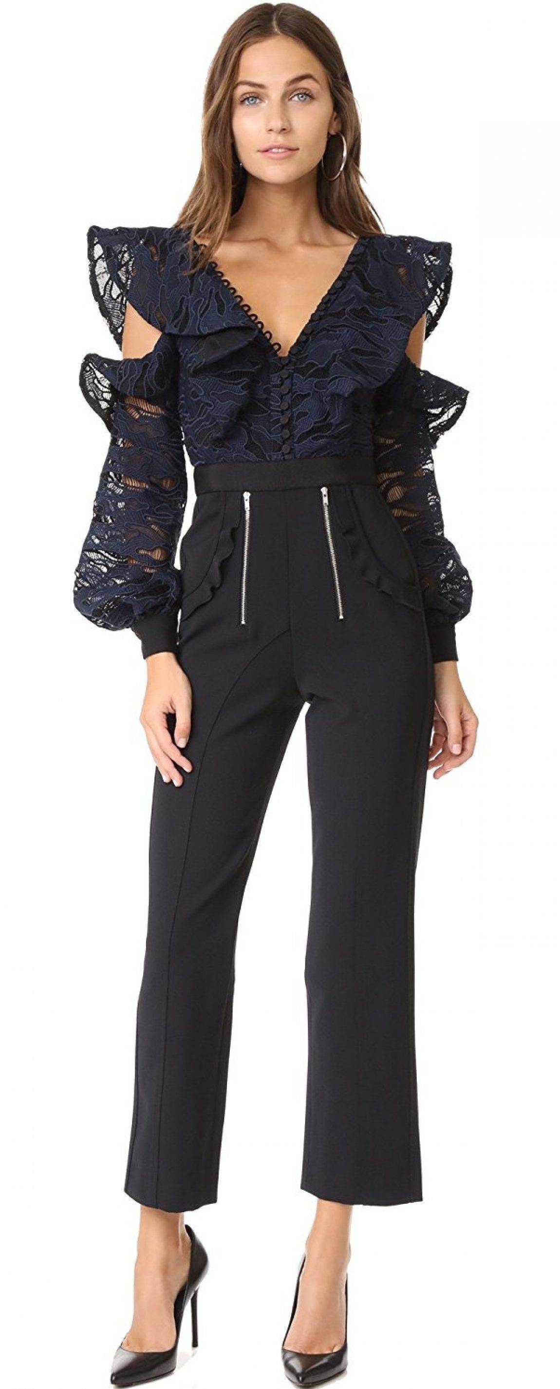 Self Portrait Women’s Camo Lace Frill Jumpsuit | Raluca Fashion